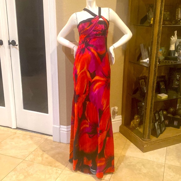 Hailey Logan | Dresses | Hailey Logan Multicolor Satin Gown Dress Sz 56 ...